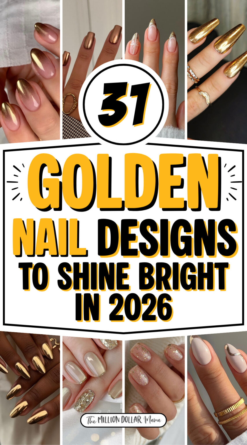 31 Golden Nail Designs: Turn Your Nails into Jewellery